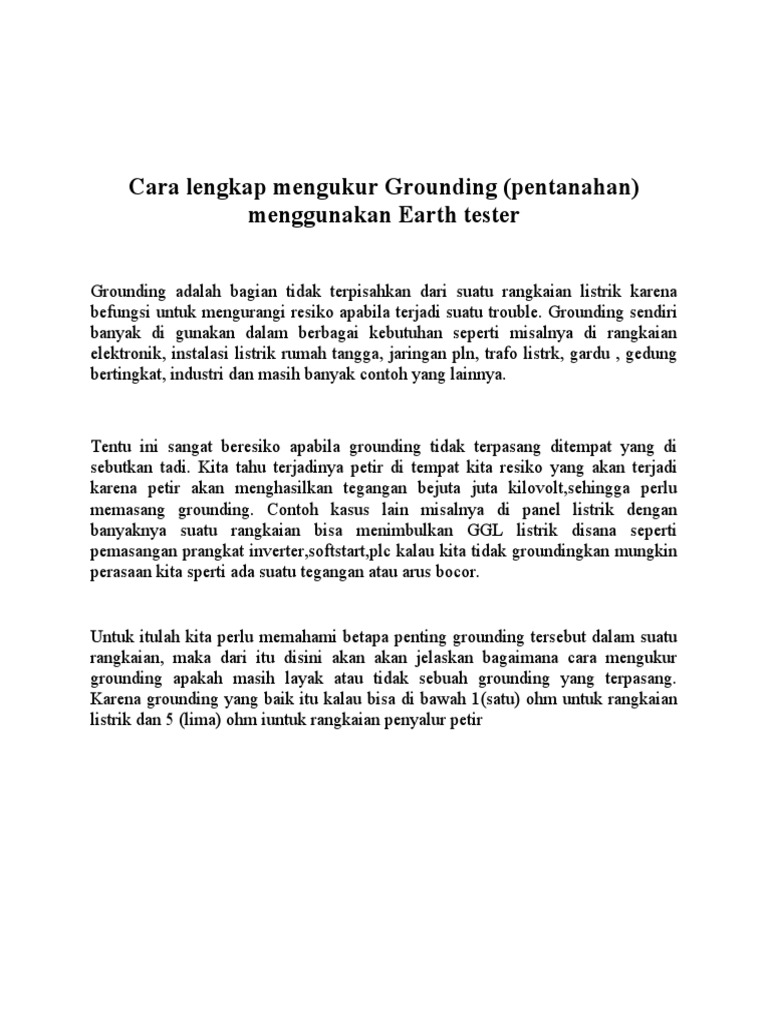 Cara Lengkap Mengukur Grounding | PDF