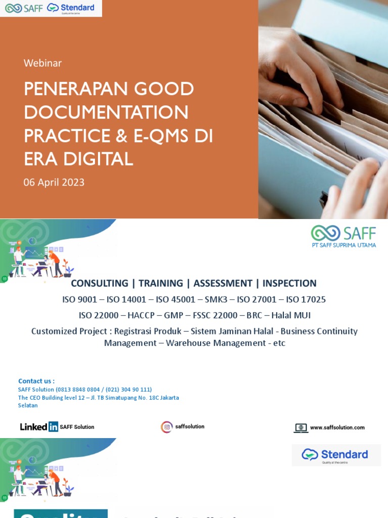 Penerapan Good Documentation Practice & E-Qms Di Era Digital | PDF