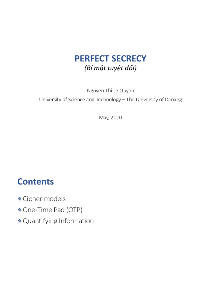 3 - Perfect Secrecy | PDF | Cryptography | Encryption