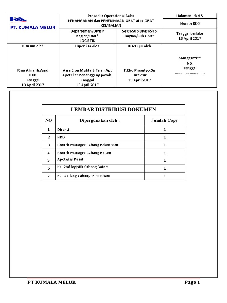 006 PENANGANAN DAN PENERIMAAN OBAT ATAU BAHAN OBAT KEMBALIAN | PDF
