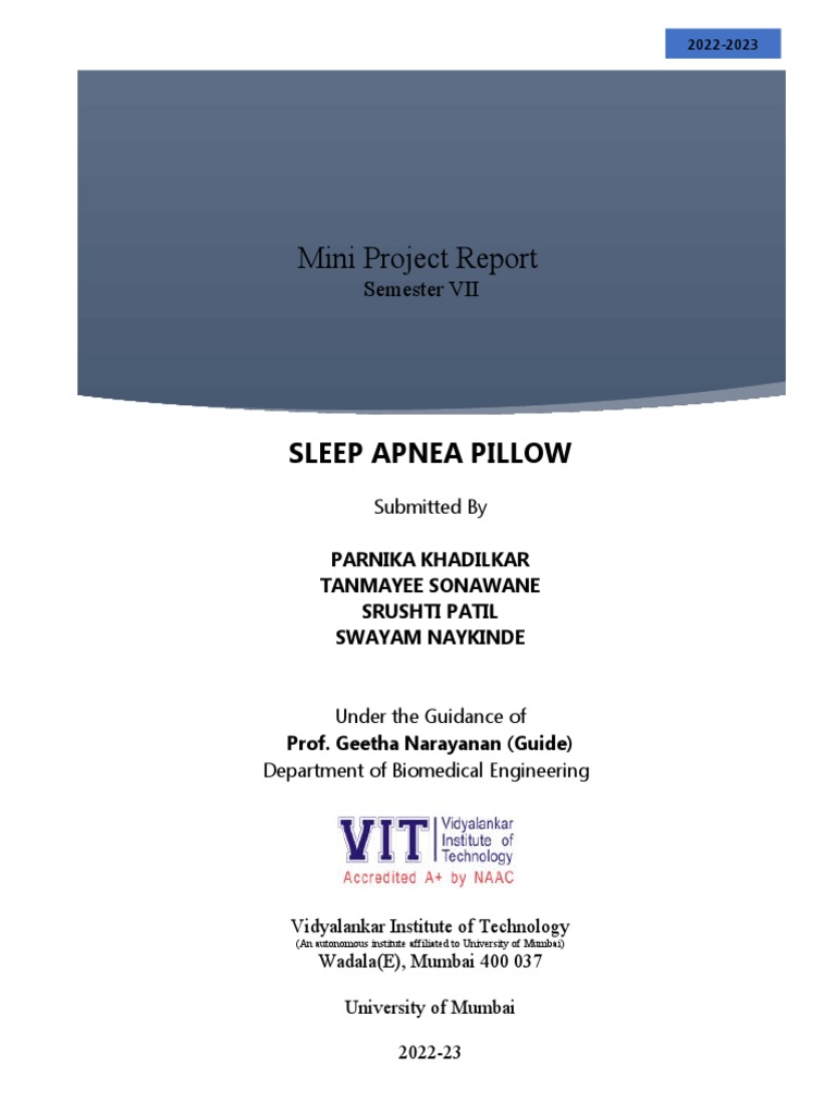B.E. Project Report-VII-1 | PDF | Sleep Apnea | Snoring