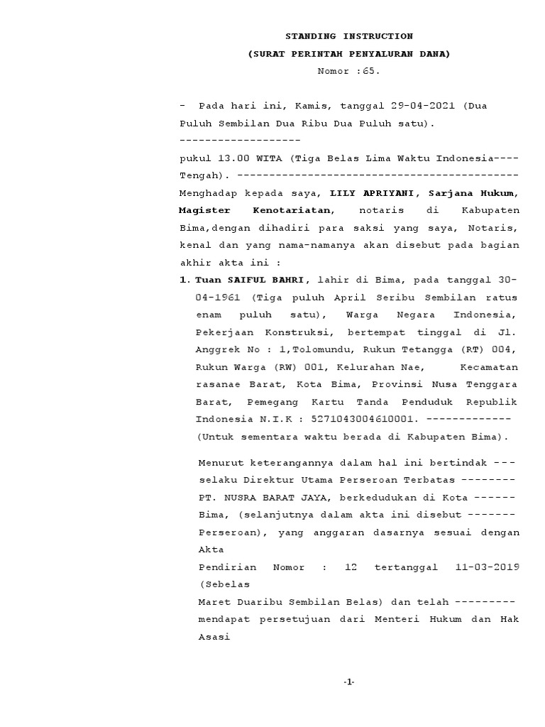 STANDING INSTRUCTIONS FOR FUND TRANSFERS | PDF