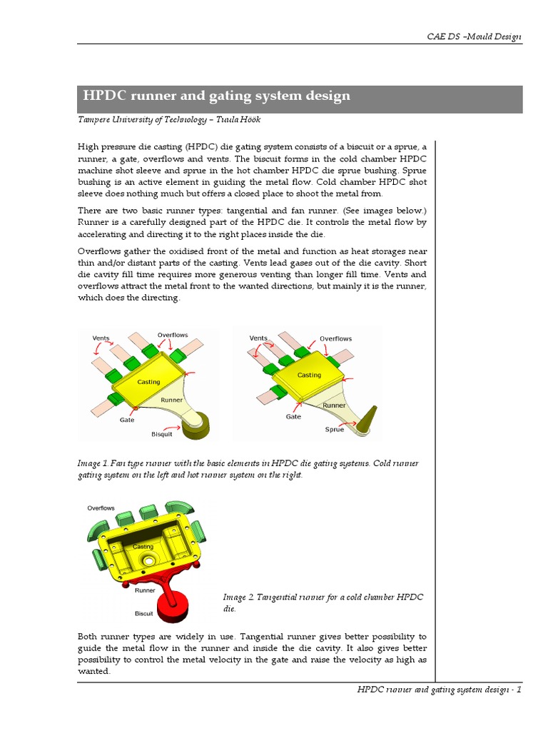HPDC Runner and Gating System Design | PDF | Casting (Metalworking ...
