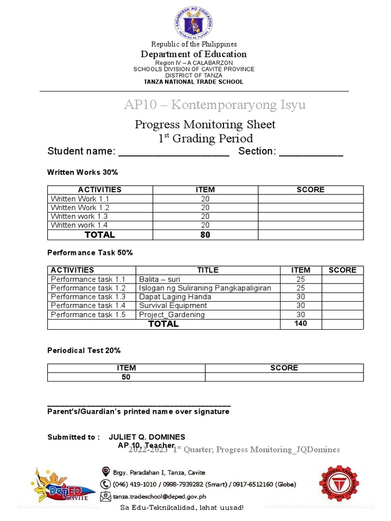 AP_Monitoring-sheet_Q1 | PDF