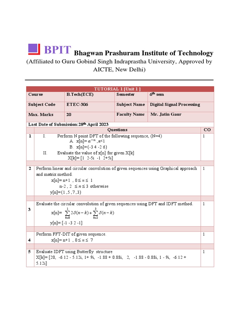 DSP Tutorial-1 | PDF