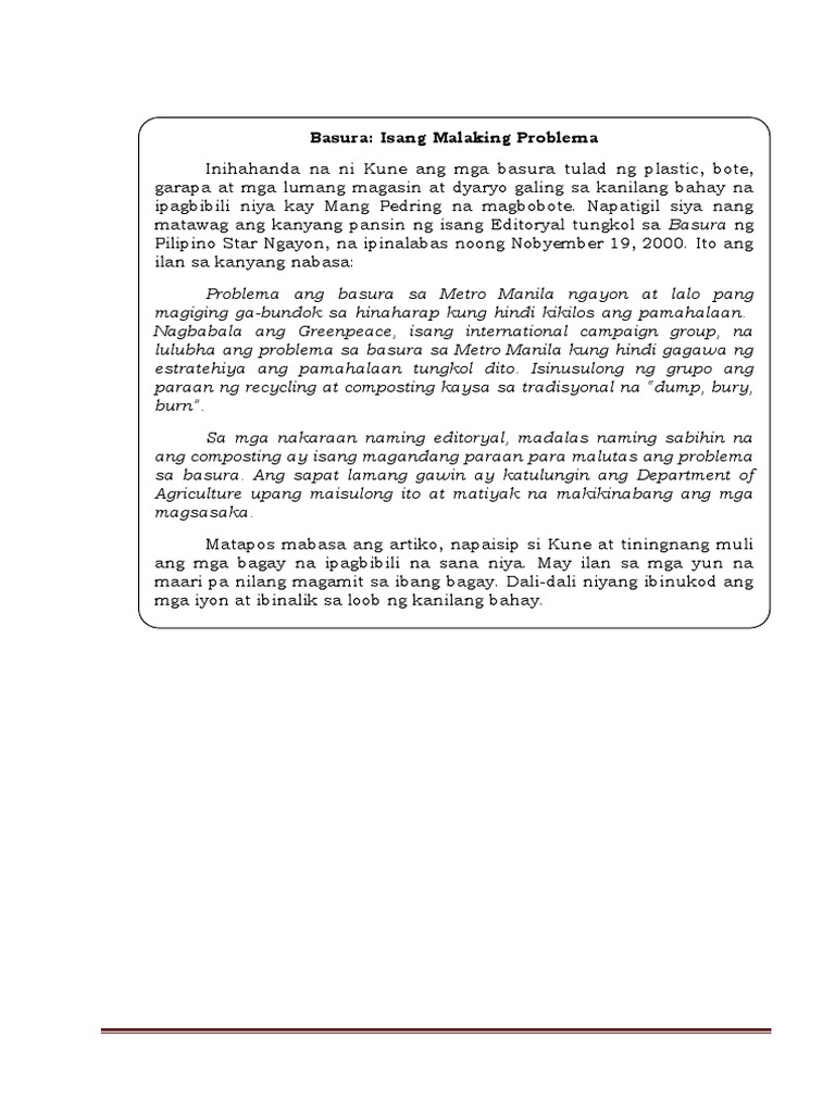 Gr. 6 Basura Malaking Problema | PDF