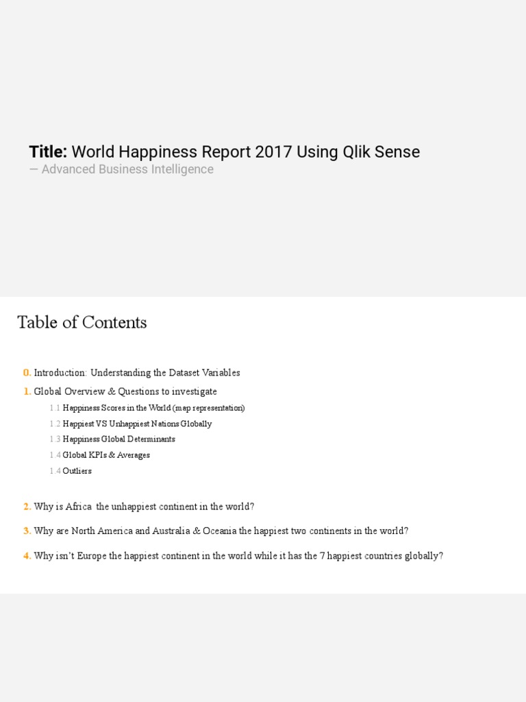 Storytelling - World Happiness Report 2017 | PDF