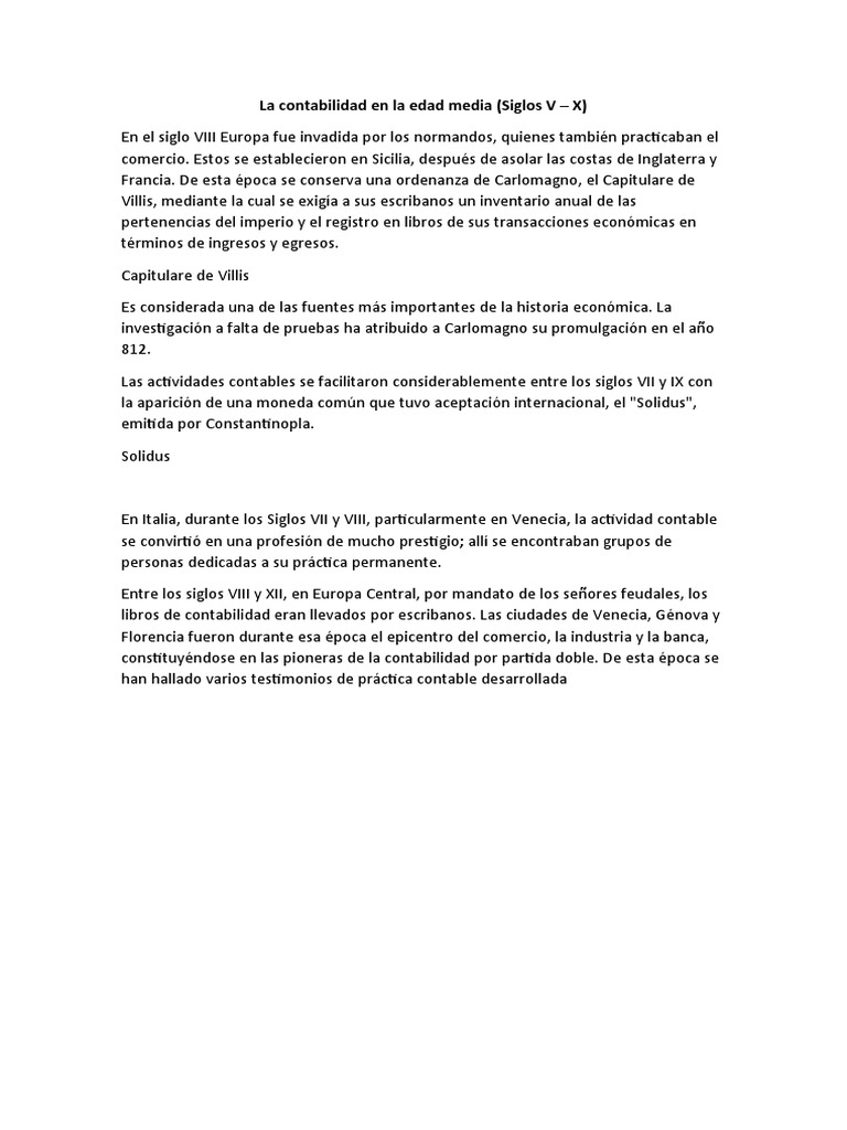 La Contabilidad en La Edad Media | PDF