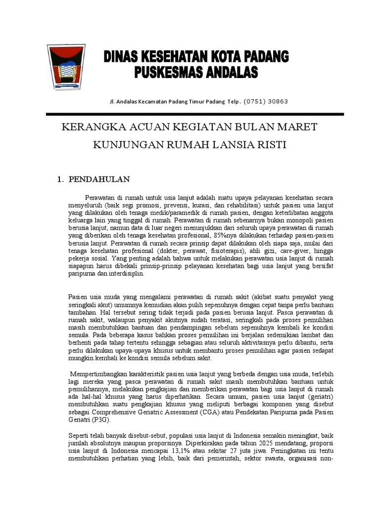 KAK Kunjungan Rumah Lansia | PDF