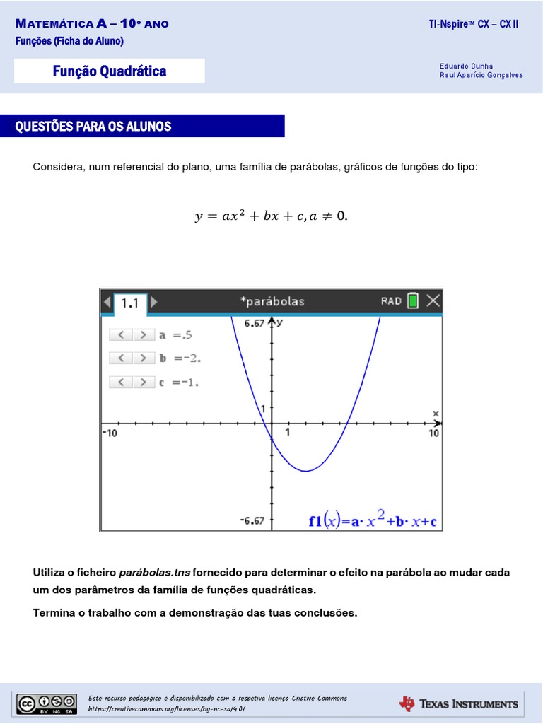 Análise De Funções Quadráticas Através De Aplicações Interativas Pdf