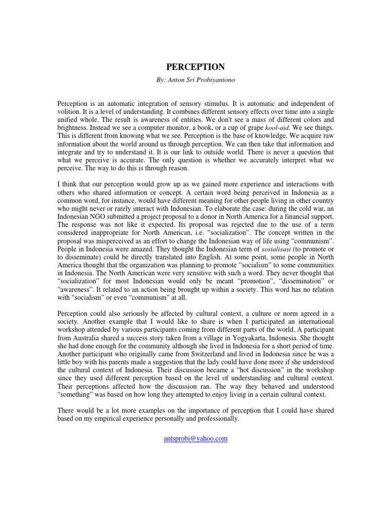 Perception | PDF | Perception | Neuropsychology