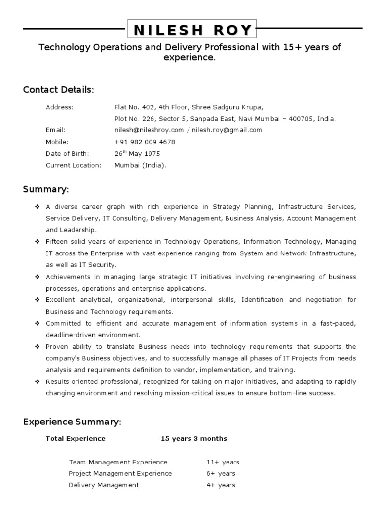 Nilesh Roy Resume | PDF | Citrix Systems | Information Technology ...