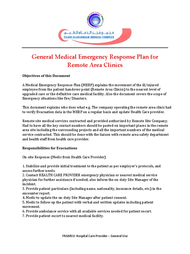 Medical Emergency Response Plan | PDF | Patient | Health Care