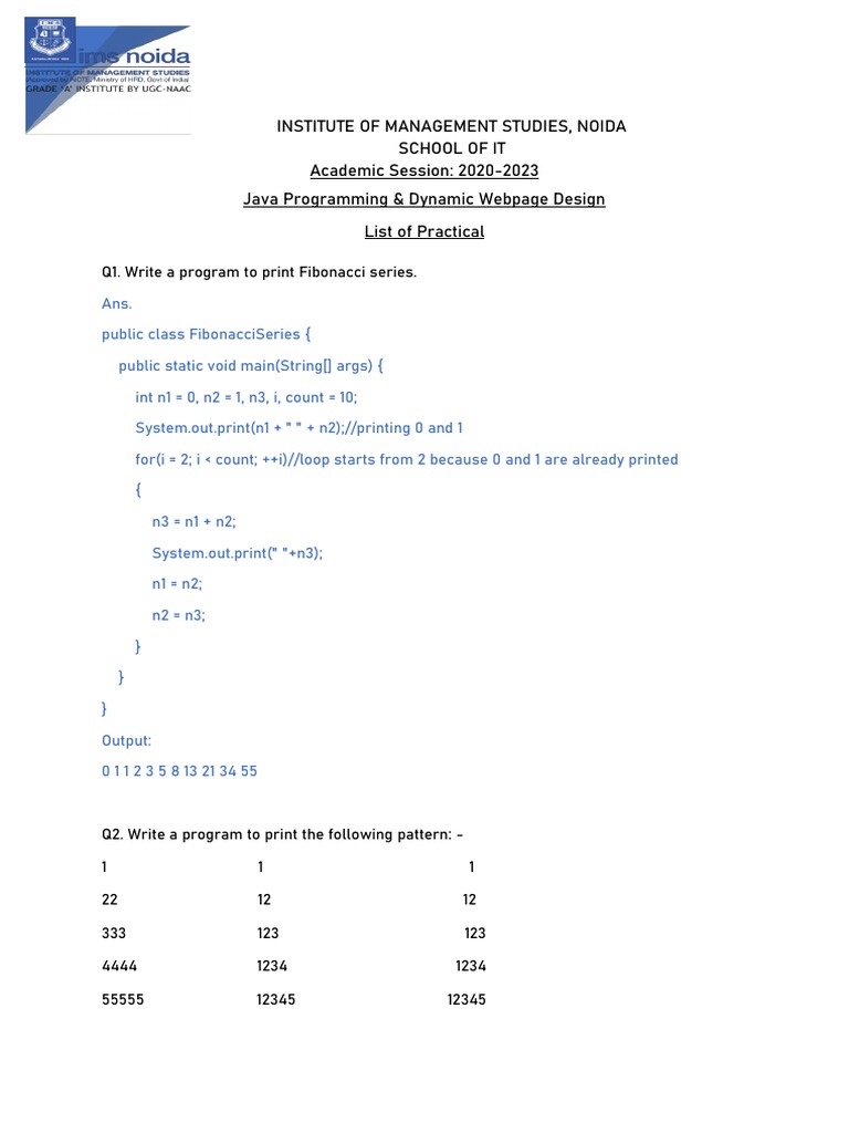 Java Practical Questions With Answers | PDF | Constructor (Object Oriented Programming ...
