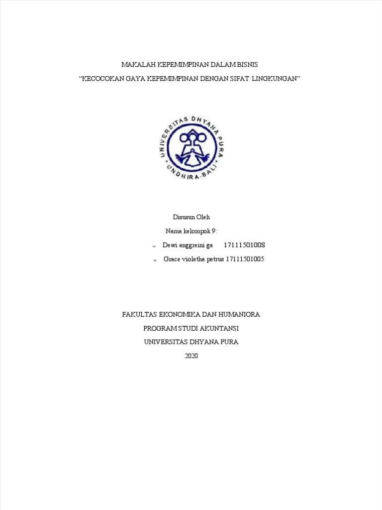 PDF KLMPK 9 Gaya Kepemimpinan Terhadap Sifat Lingkungan | PDF | Karier & Perkembangan | Sains ...