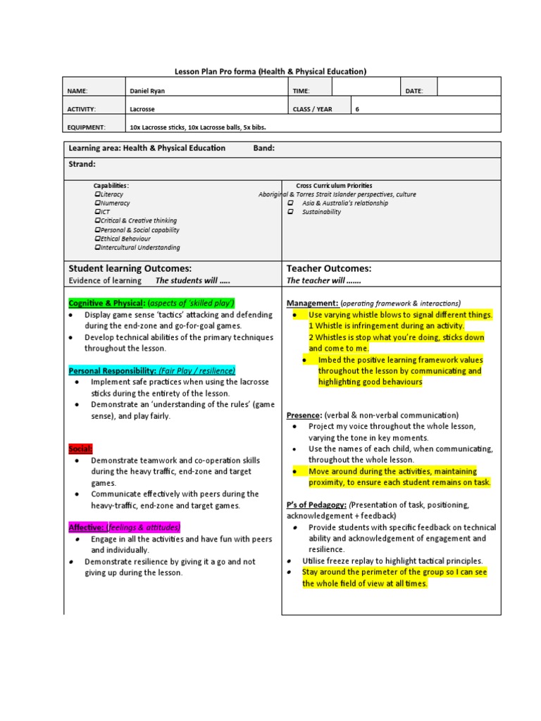 Lacrosse Lesson Plan Breakdown | PDF | Lacrosse | Psychological Resilience