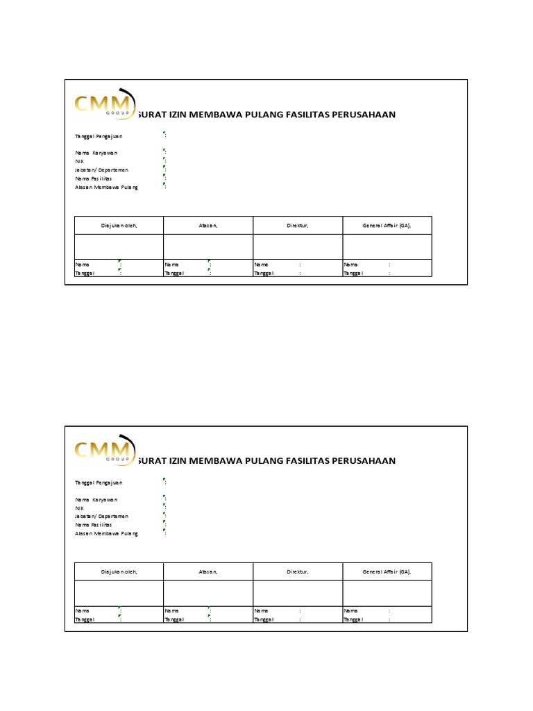 Form Peminjaman Aset | PDF