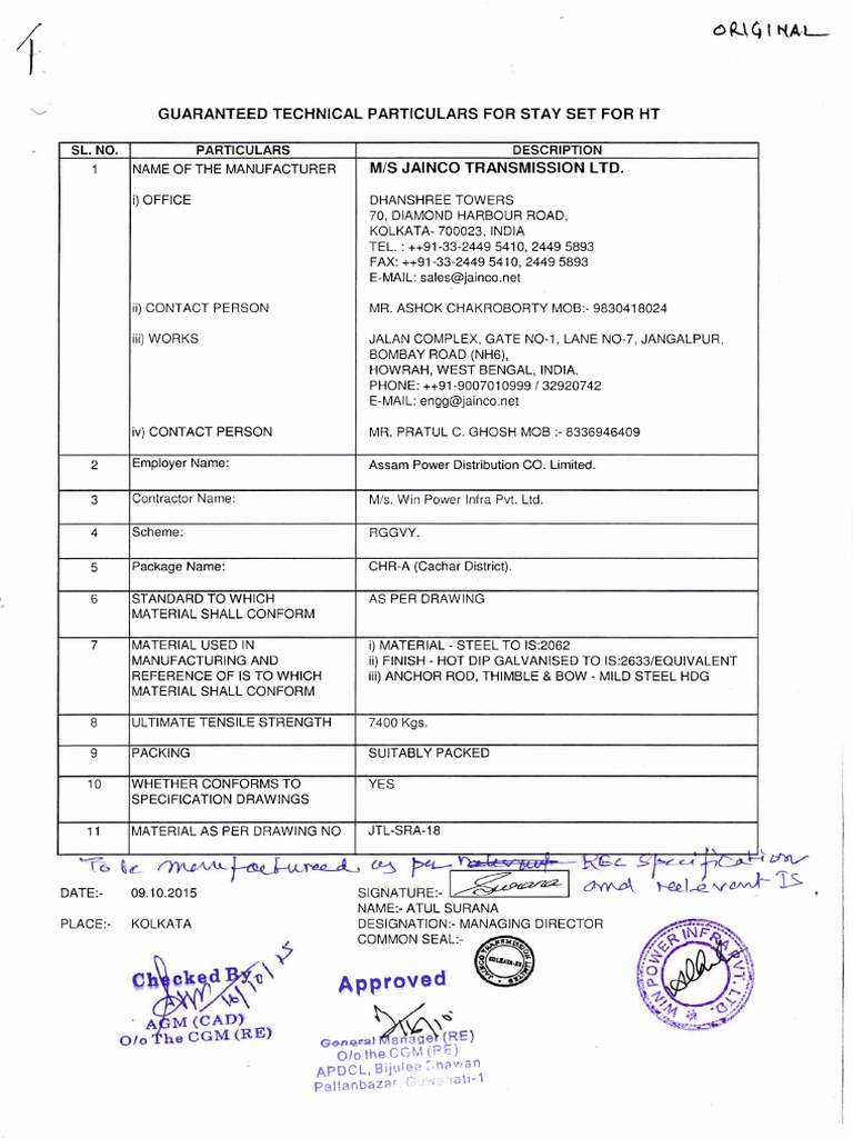HT Stay Set Specification Details | PDF