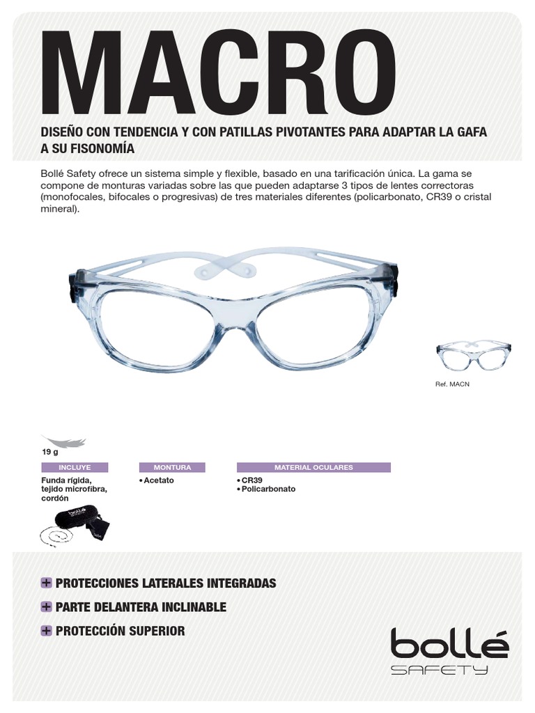 Bolle Safety Macro AKA Lente de Seguridad EPP | PDF | Ciencias fisicas