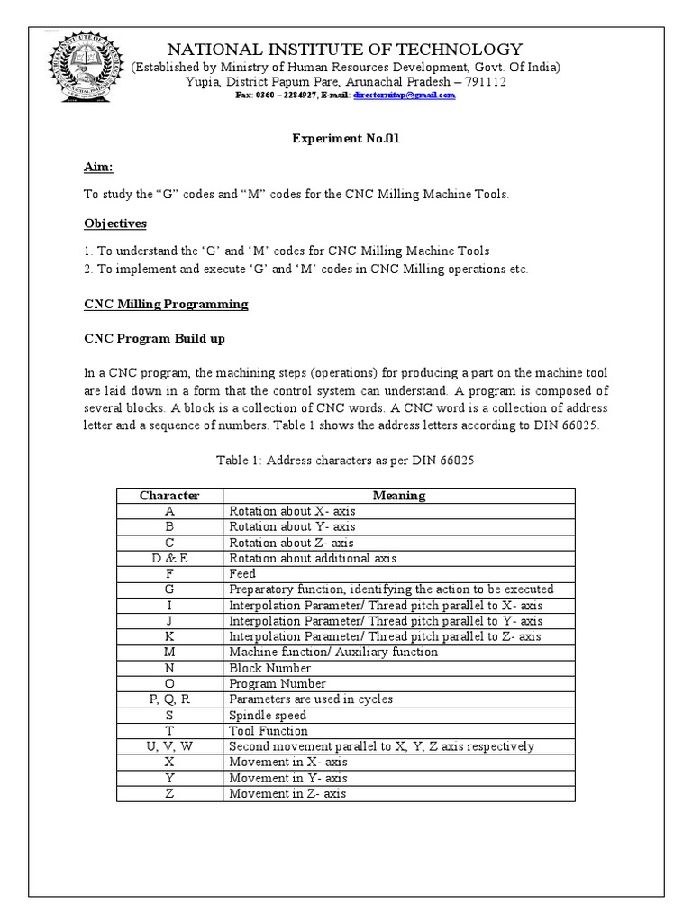 00 A CNC Lab Manual NIT AP | PDF | Numerical Control | Metalworking