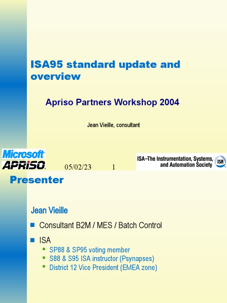 2004 - Apriso - Isa95 Standard Update and Overview | PDF ...