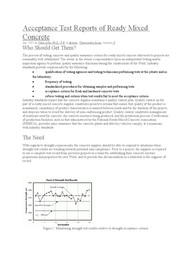 Acceptance Test Reports of Ready Mixed Concrete: Who Should Get Them ...