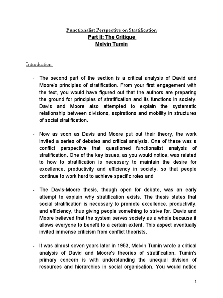 Functionalist Perspective On Stratification PART II | PDF | Social ...