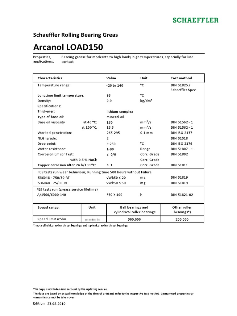 Arcanol Technical Datasheet Load Lubricant | PDF | Bearing (Mechanical ...