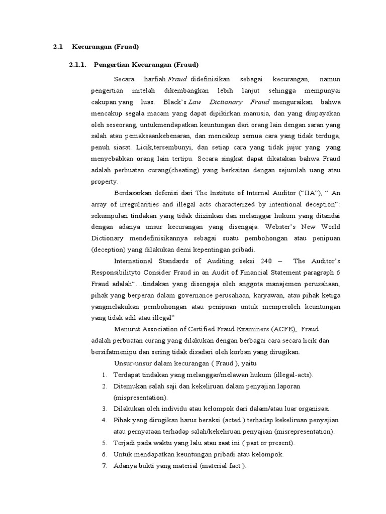 Definisi Dan Bentuk Kecurangan Fraud Pdf Ilmu Sosial Hukum