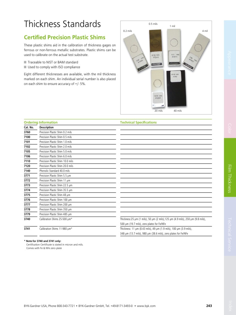 Calibrate Thickness Gages with Certified Precision Plastic Shims | PDF ...
