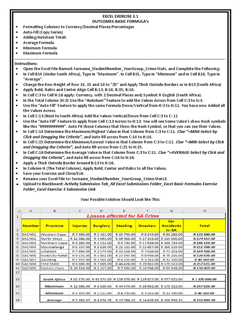 Excel Exercise 3 - Basic Formulas | Download Free PDF | Computing | Computer Science