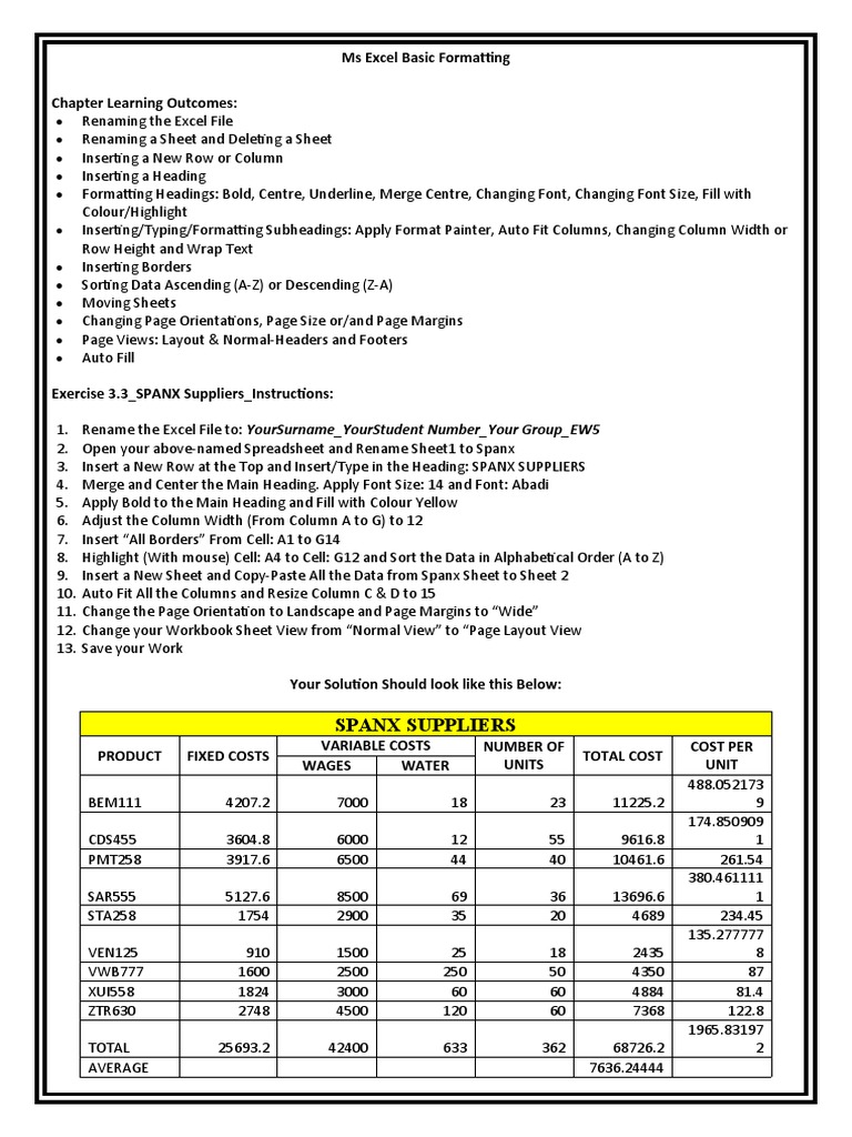 Excel Exercise 3.3 | PDF | Microsoft Excel | Spreadsheet