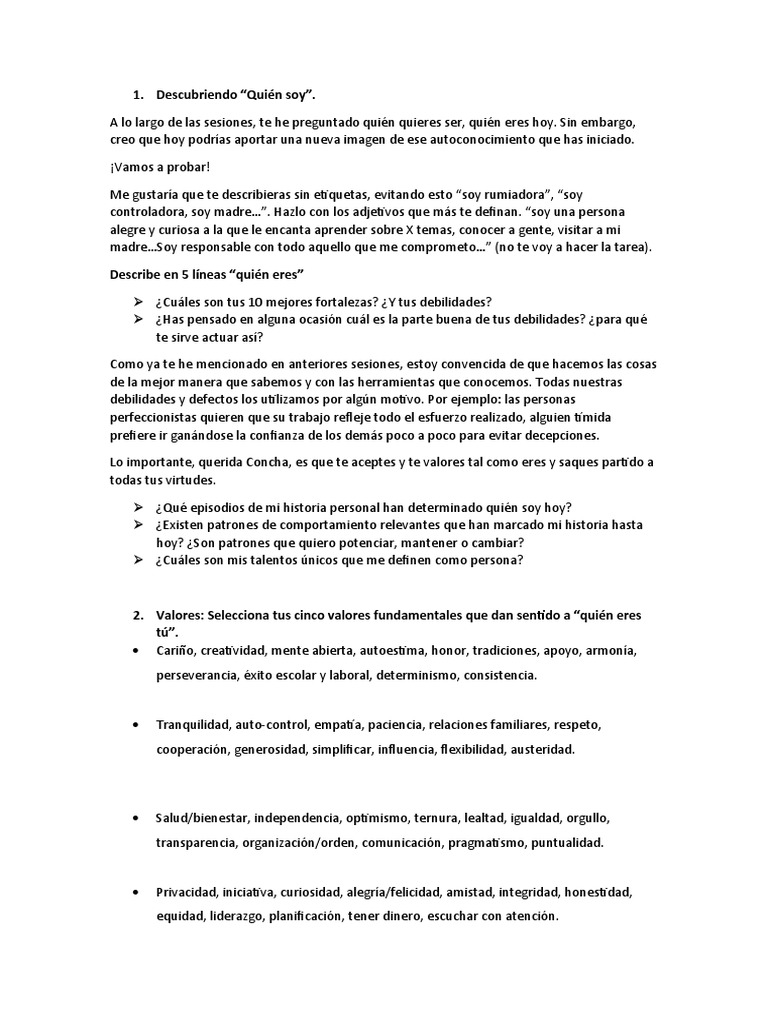 Tareas Sesion (Valores y Rueda) | PDF