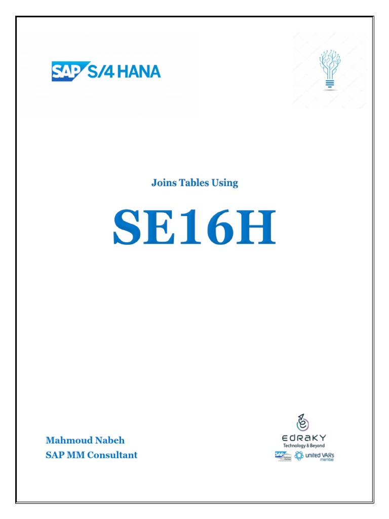 SAP SE16H Inner Joins Guide | PDF
