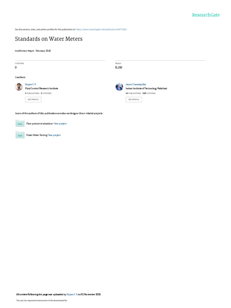 Standards On Water Meters: February 2018 | PDF | Specification ...