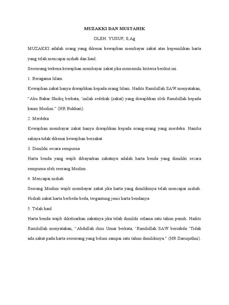 Muzakki & Mustahik | PDF