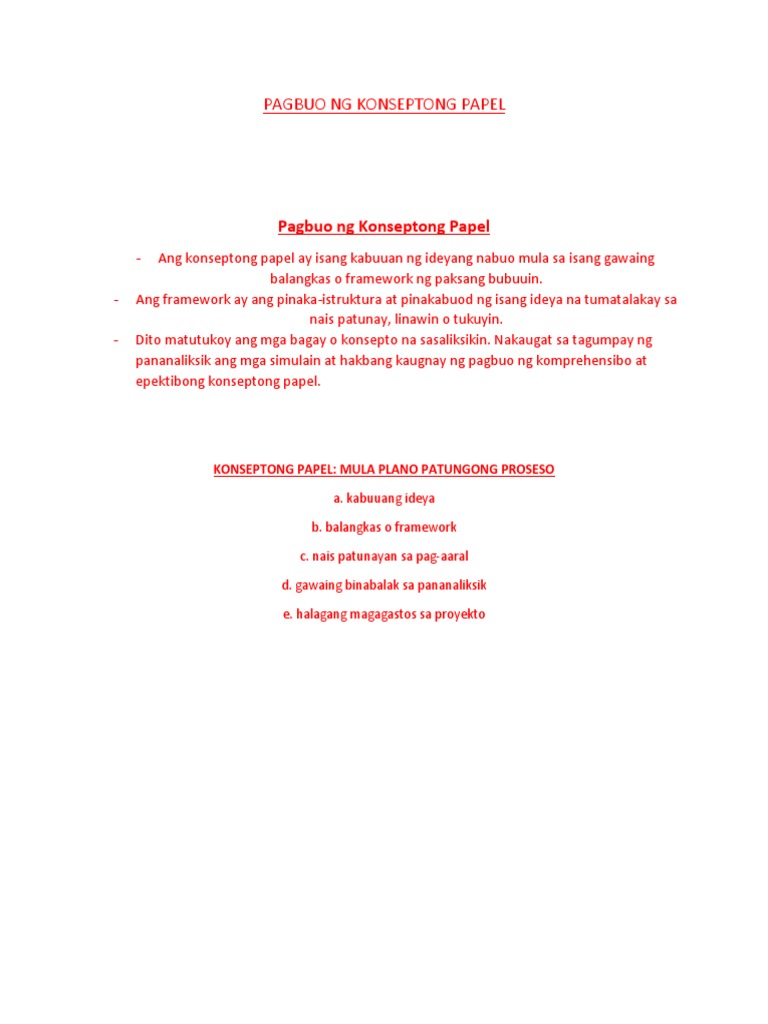 Pagbuo NG Konseptong Papel | PDF