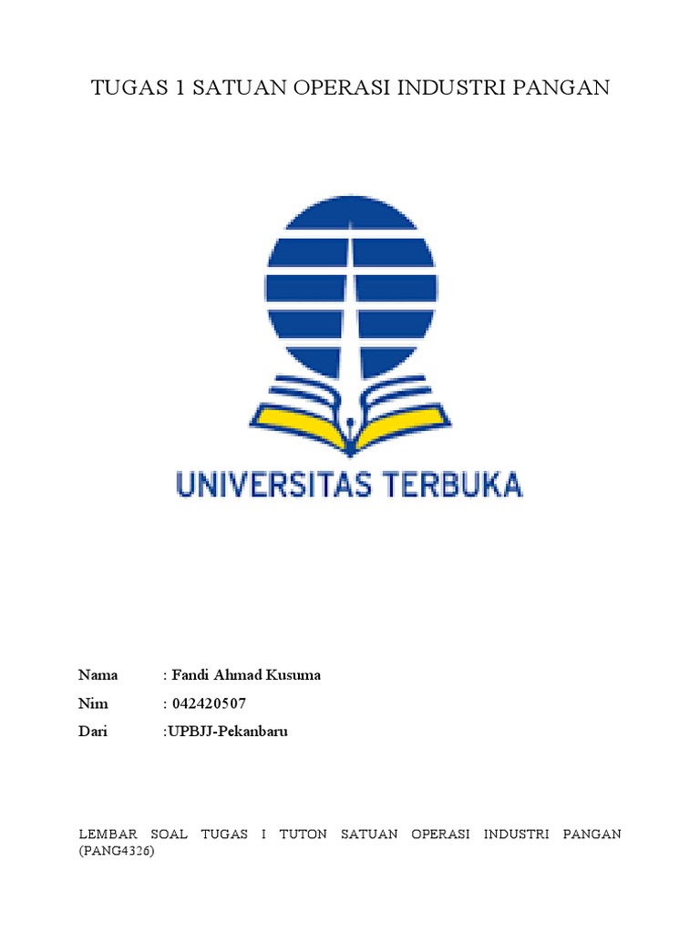 Tugas 1 Satuan Operasi Industri Pangan | PDF