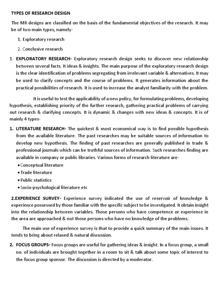 Types of Research Design | PDF | Experiment | Focus Group