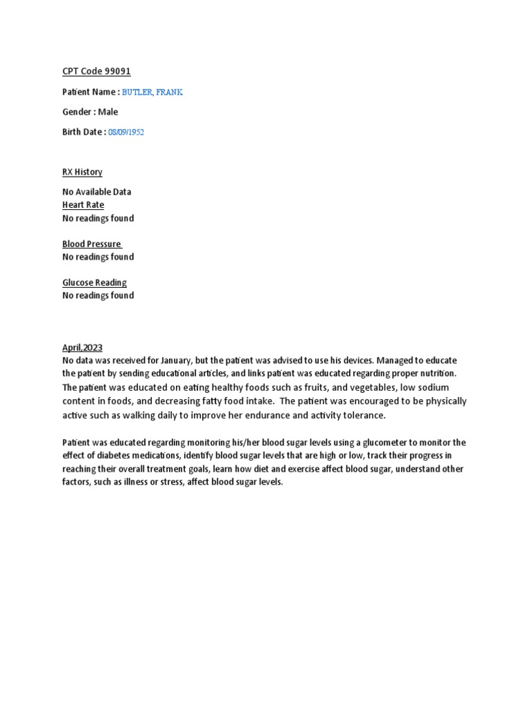 CPT Code 99091 Butler | PDF