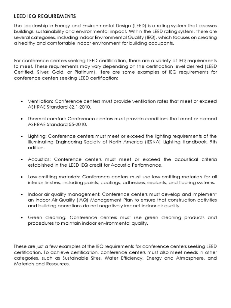 Leed Ieq Requirements | Download Free PDF | Ventilation (Architecture ...