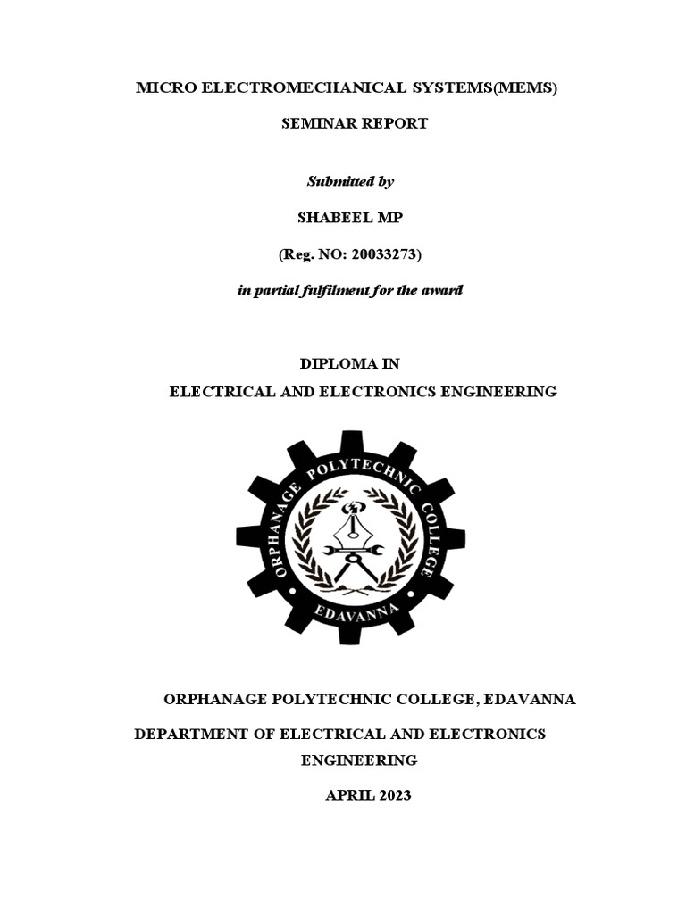 MICRO ELECTROMECHANICAL SYSTEMS Intro | PDF