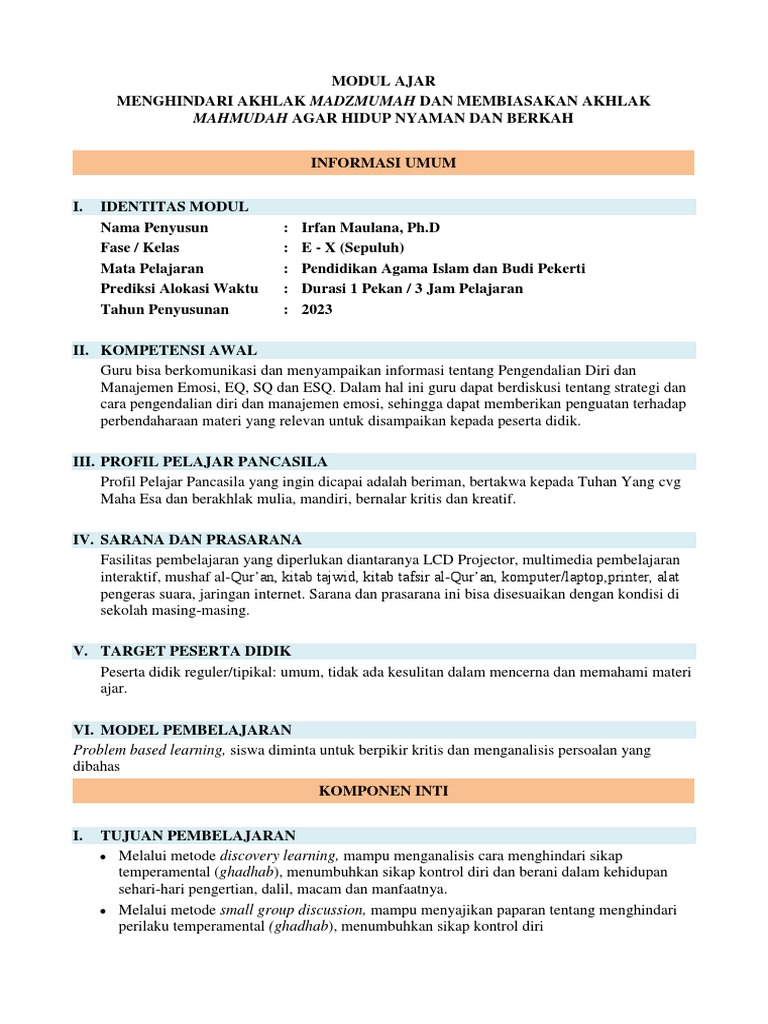 Modul Ajar - Irfan Maulana | PDF | Karier & Perkembangan