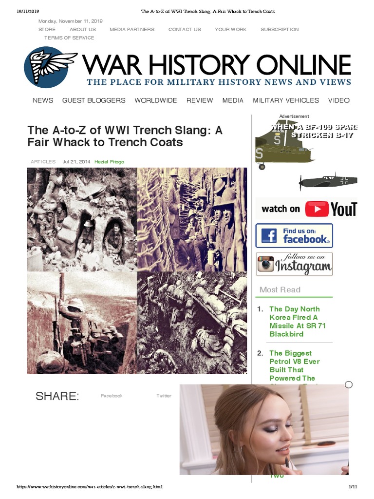 The A-to-Z of WWI Trench Slang A Fair Whack To Trench Coats | PDF ...
