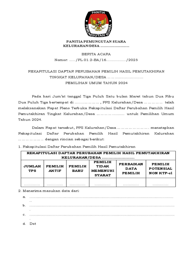 Draft BA DPHP PPS | PDF | Pengelolaan Keuangan & Uang | Hukum