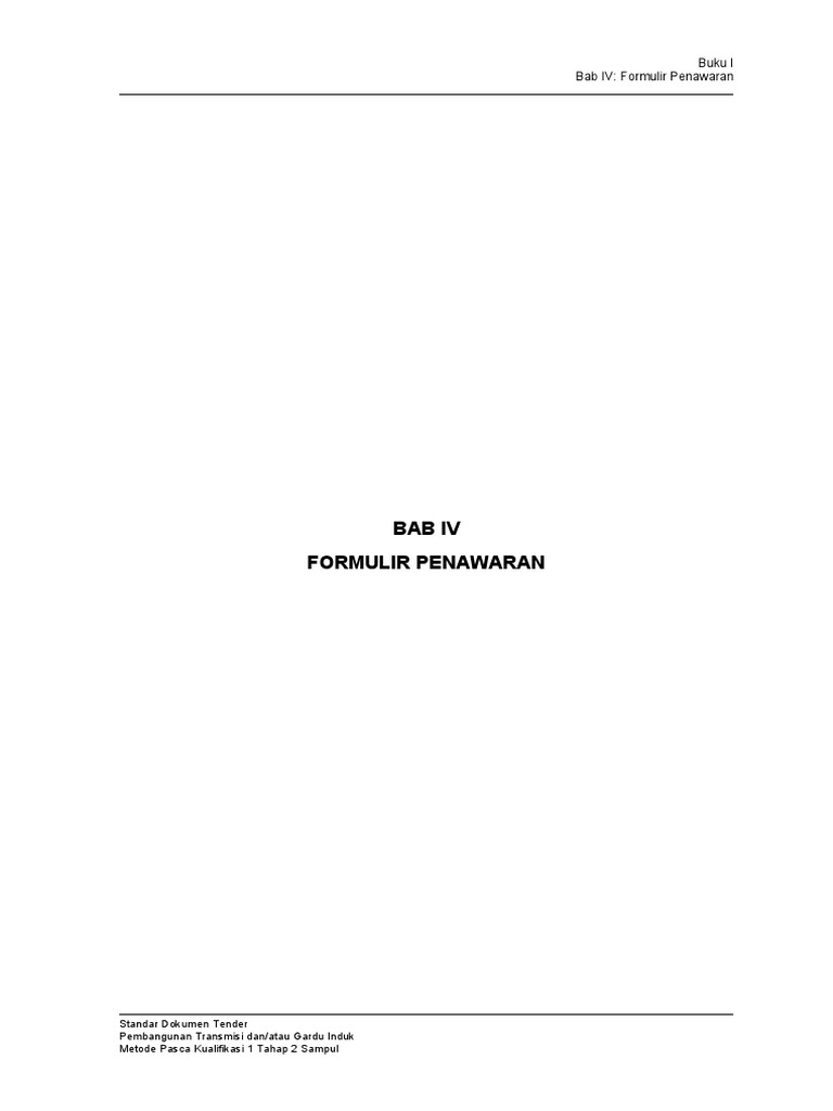 Buku I Bab IV: Formulir Penawaran | PDF