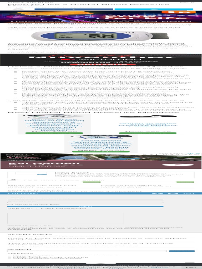 How To Use A Digital Blood Pressure Monitor First Aid For Free | PDF ...