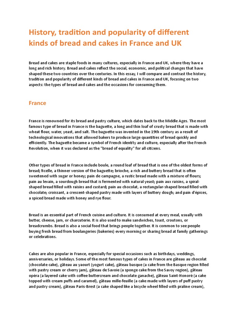 History and Tradition of Breads and Cakes in Wester Europe | PDF ...