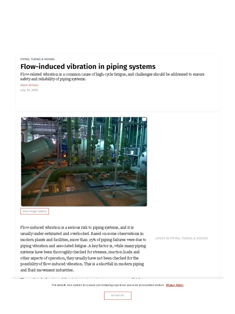 Flow-Induced Vibration in Piping Systems: Amin Almasi | PDF | Normal ...