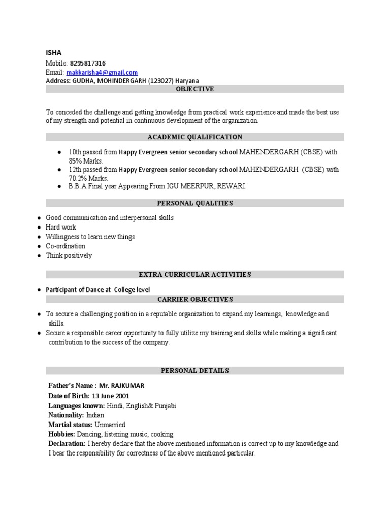 Isha Resume 2021 | PDF
